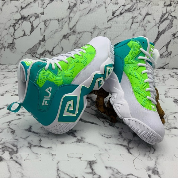 Fila | Shoes | Mens Fila Mb White Lime Green Teal Midtop Sneakers ...